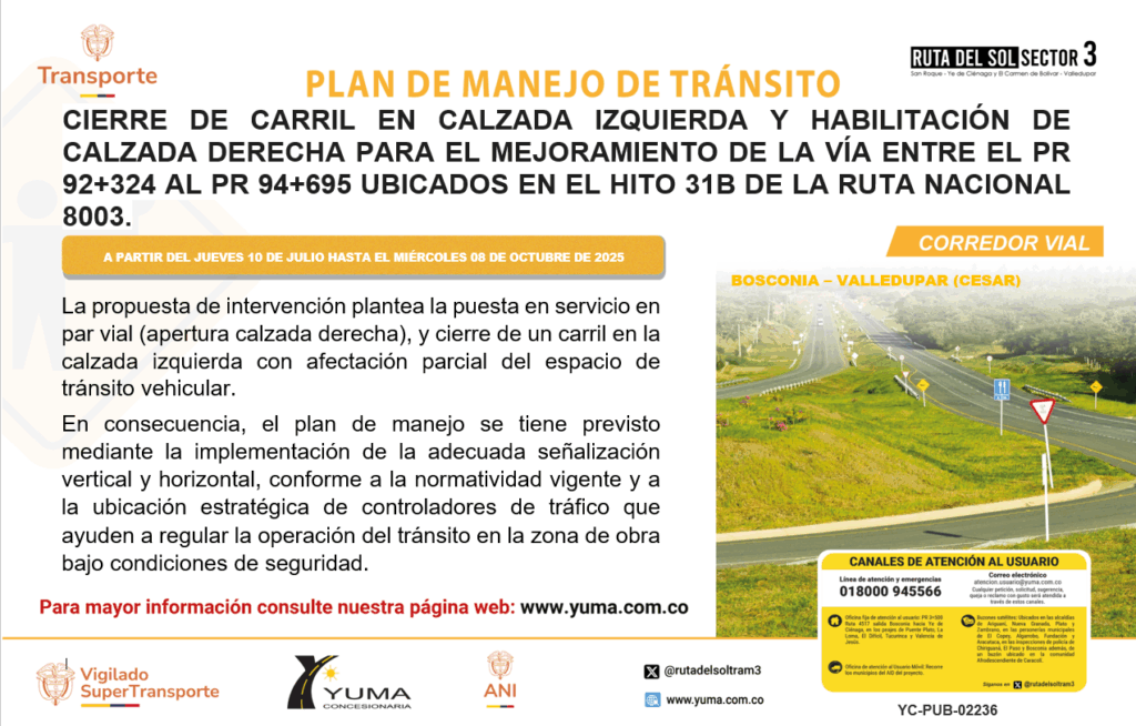 PLAN DE MANEJO DE TRÁNSITO (PMT) PARA LA PUESTA EN SERVICIO EN PAR VIAL ...